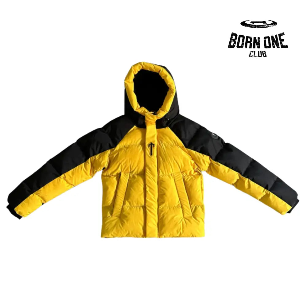 Jaqueta Trapstar Decoded Arch Puffer Black Yellow Streetwear Born One